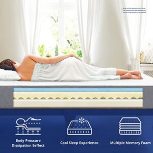 Olee Sleep 6 Inch Ventilated Gel Infused Memory Foam Mattress, CertiPUR-US® Certified, Gray,Twin