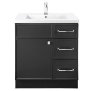 cutler kitchen and bath manhattan 30" wood/marble bathroom vanity - white