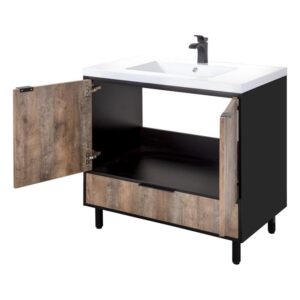 Cutler Kitchen & Bath London 30" Wood/Cultured Marble Bathroom Vanity in Black