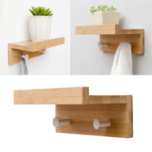 Cabilock Wall Storage Racks Floating Holder Decorative Shelf Storage Rack with Hooks Wall Mounted Ledge