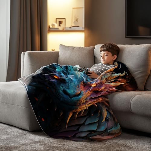 Ultra Soft Flannel Fleece Throw Blanket Dragon All Season Warm and Cozy Quilt Blanket for Bed Sofa Couch 80"X60"for Adult