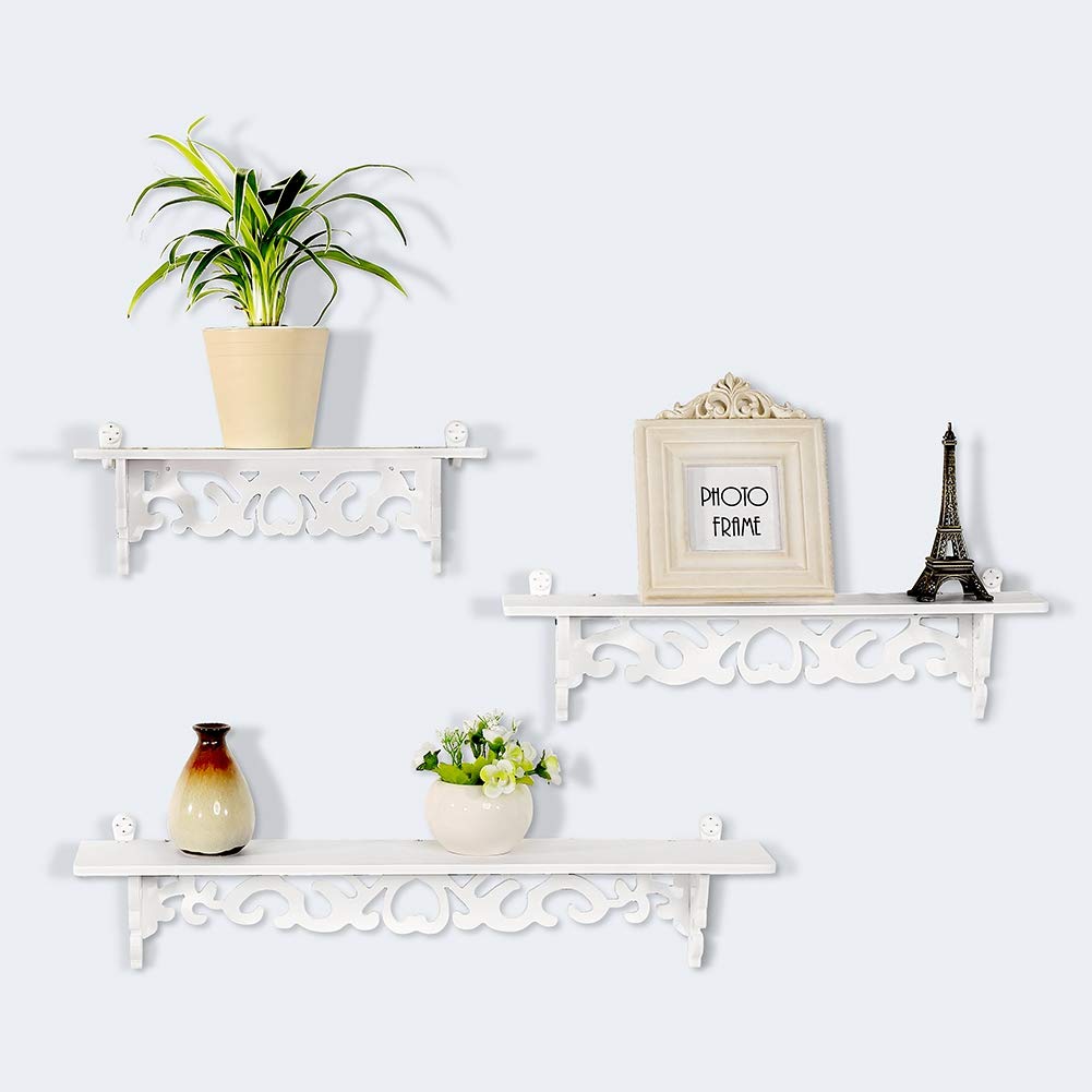 Wall Storage Rack, White Decoration Display Wall Shelf Wall Mount for Living Room