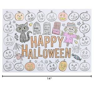 Iconikal Color-Your-Own 2-Sided Reversible Disposable Paper Place Mats, Happy Halloween, 14 x 10-Inches, 22-Count