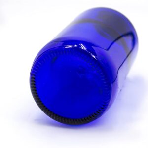 U-Pack 4 oz Cobalt Blue Glass Boston Round Bottles With Black Ribbed Cap - 12 Pack