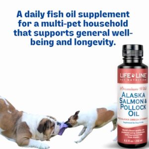 Life Line Pet Nutrition Wild Alaska Salmon & Pollock Oil - Omega 3 Supplement for Dogs and Cats in All Life Stages, 8.5 Fl Oz