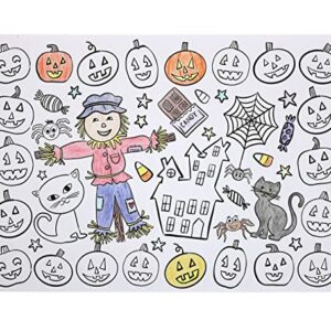 Iconikal Color-Your-Own 2-Sided Reversible Disposable Paper Place Mats, Happy Halloween, 14 x 10-Inches, 22-Count