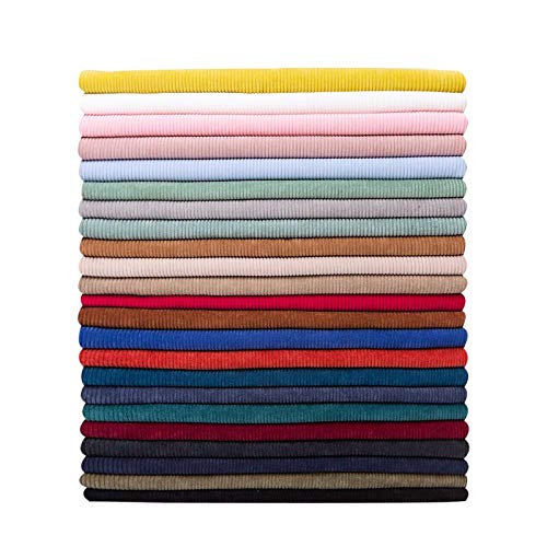 Jennfabric Olive Green"Corduroy" Velvet Narrow Rib Knitted Thin Fabric, Half-Meter, Yellow, Pink, White, Beige, Black, red, Blue and Gray - 5-150cmX50cm