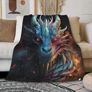 ultra soft flannel fleece throw blanket dragon all season warm and cozy quilt blanket for bed sofa couch 80"x60"for adult