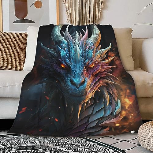 Ultra Soft Flannel Fleece Throw Blanket Dragon All Season Warm and Cozy Quilt Blanket for Bed Sofa Couch 80"X60"for Adult