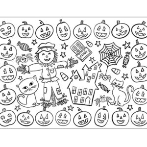 Iconikal Color-Your-Own 2-Sided Reversible Disposable Paper Place Mats, Happy Halloween, 14 x 10-Inches, 22-Count