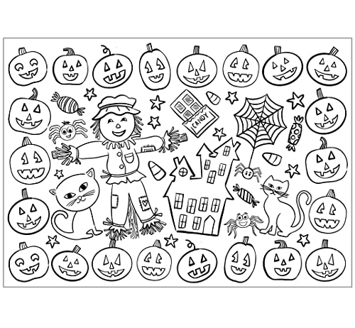 Iconikal Color-Your-Own 2-Sided Reversible Disposable Paper Place Mats, Happy Halloween, 14 x 10-Inches, 22-Count