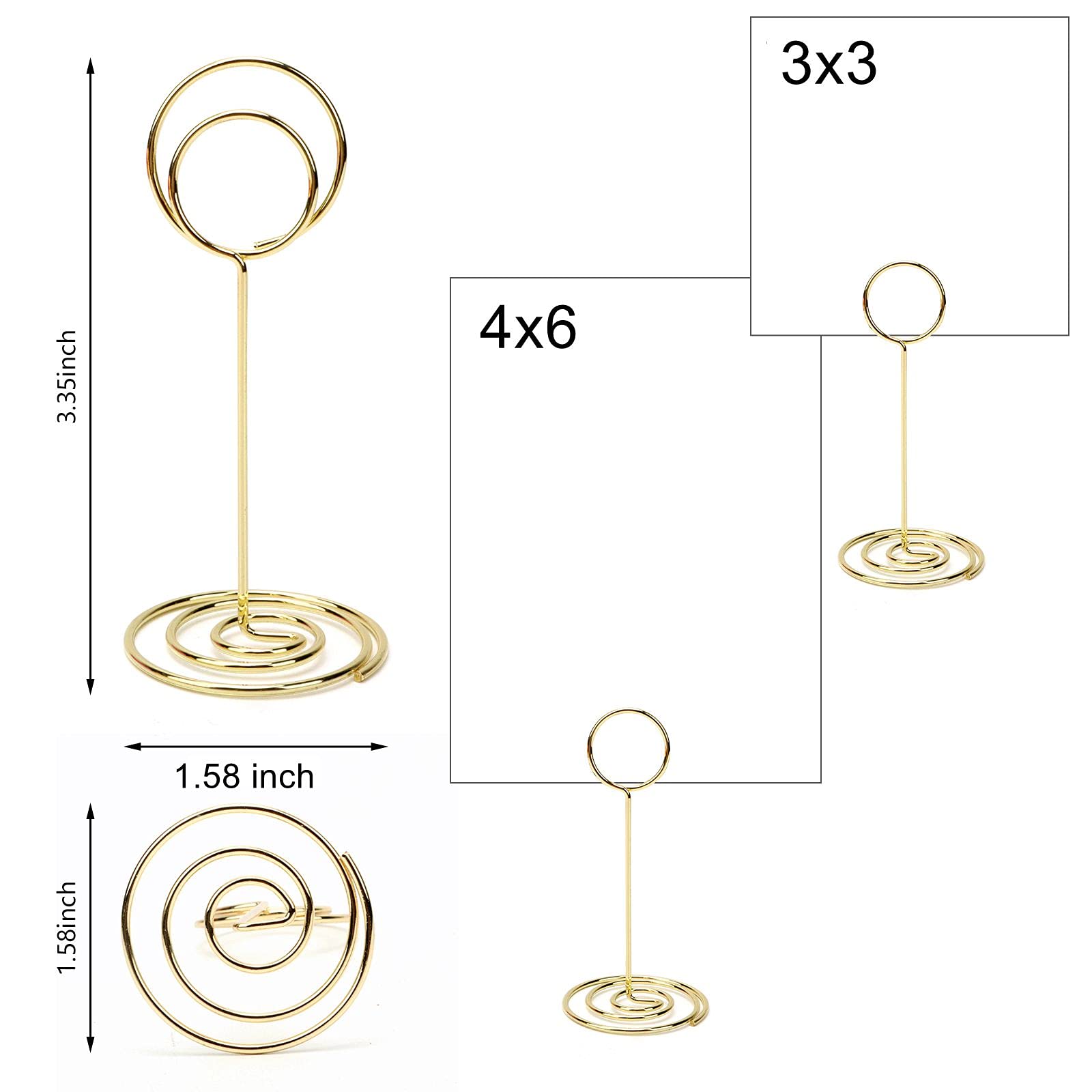 Tentop 20Pcs Place Card Holders Table Number Stand Table Name Cardholder, Photo Holder Sign Stands Display Wedding Decoration Centerpieces for Table, Menu Memo ClipsGold, HMTCH20GL