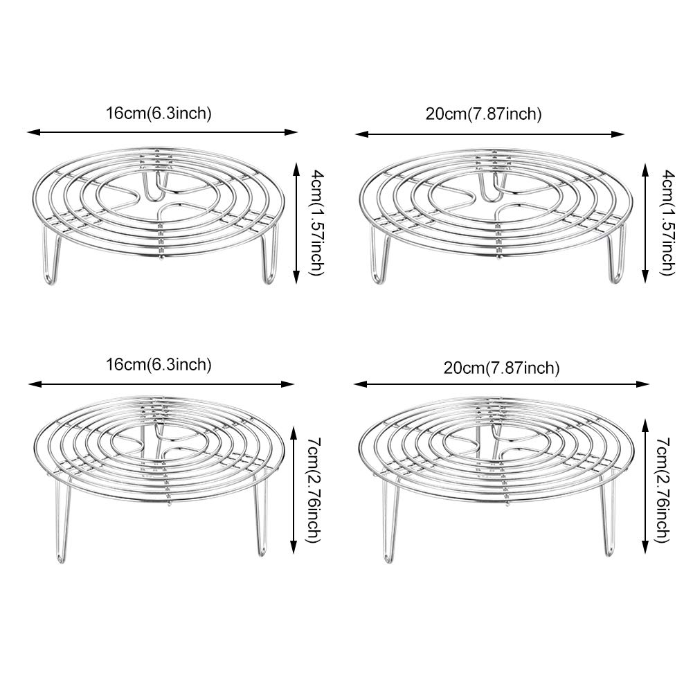 Round Steamer Rack and Cooling Rack,Stainless Steel Pot Trivet, Wire Steamer Kettle Rack Holder, Fit For Pots Cookware Pressure Cooker Pans Up, 8-Inches (size:16x4cm)