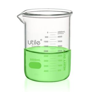 utile 169.1oz(5000ml) low form glass beakers, borosilicate 3.3 glass with printed graduation, 4000.5000.1