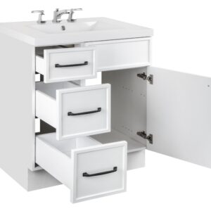 Cutler Kitchen and Bath Manhattan 30" Wood/Marble Bathroom Vanity - White