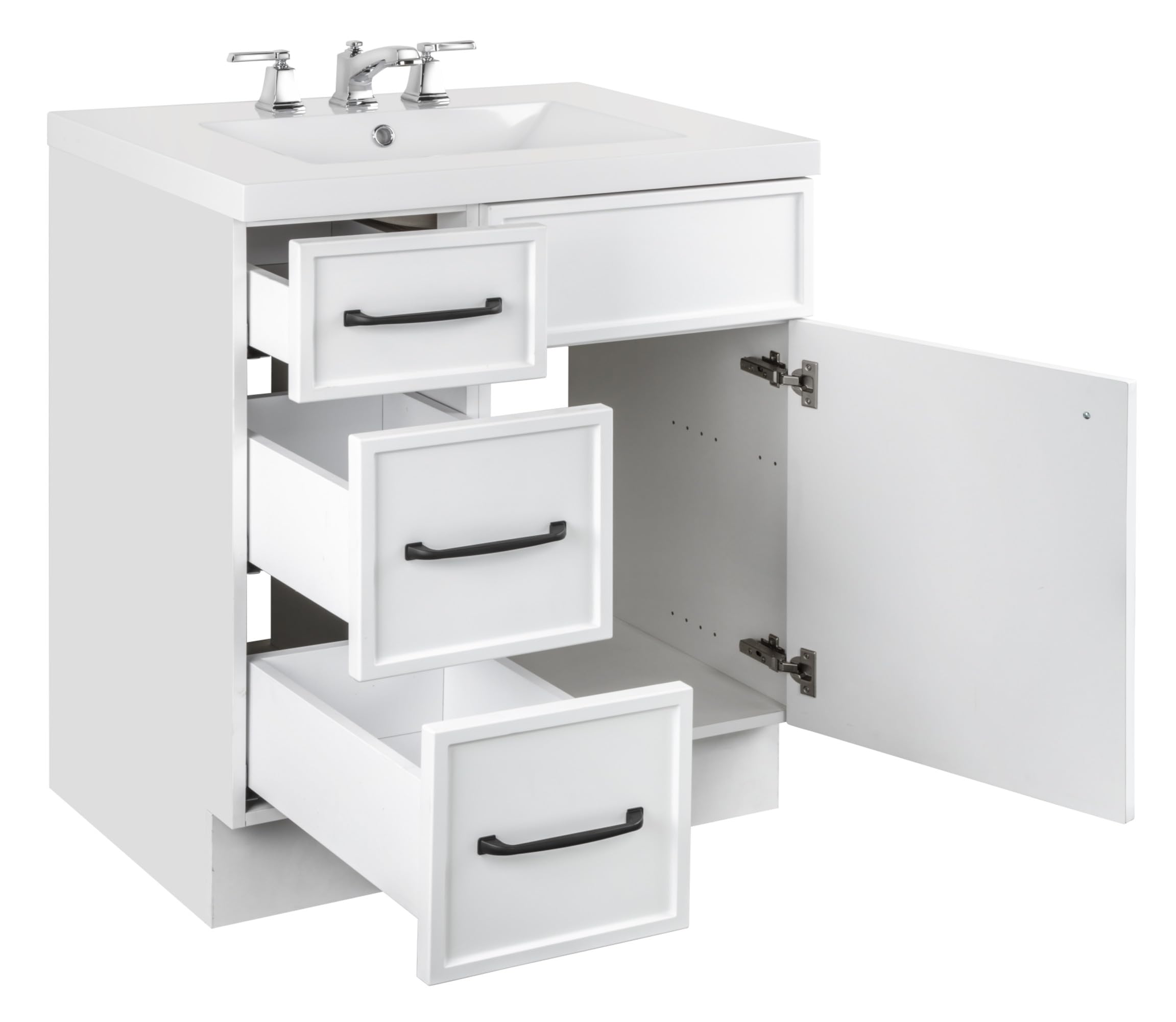 Cutler Kitchen and Bath Manhattan 30" Wood/Marble Bathroom Vanity - White