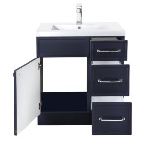 Cutler Kitchen and Bath Manhattan 30" Wood/Marble Bathroom Vanity - White