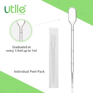 Utile 100pcs of Sterile Transfer Pipettes, Essential Oil Pipettes, Cap.3ml with 140mm Length, Low-Density Polyethylene Material, Individual Peel-Pack, 4320.0313.100