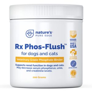 rx phos-flush phosphate binder. extra large 200 grams. dog kidney and cat kidney support. feline urinary tract support. compliments a renal failure dog food diet or cat renal support diet.