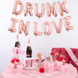 Drunk in Love Balloons Rose Gold Bachelorette Party Banner Engagement Hen Party Decor Bridal Shower Wedding Themed Party Supplies Decorations Photo Booth Props