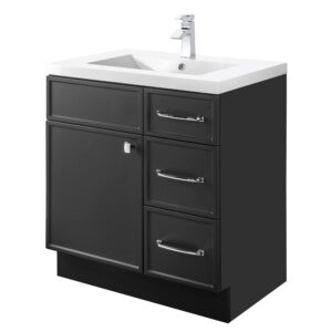 Cutler Kitchen and Bath Manhattan 30" Wood/Marble Bathroom Vanity - White