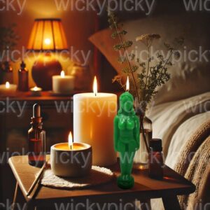 wickypicky Bring Me Money, Spell Money Maker Green Woman Figured Shaped Female Good Luck, Image Candle for Romance - Spellcasting Candle-Pack of 1