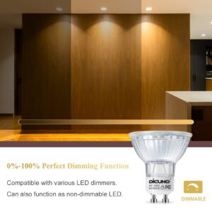 DiCUNO GU10 LED Bulb Dimmable, Warm White 2700K, 60W Equivalent, High Brightness 700LM, MR16 GU10 LED Bulb for Track Lighting, 6W Light Bulb with 120° Beam for Kitchen, Range Hood, Pack of 6