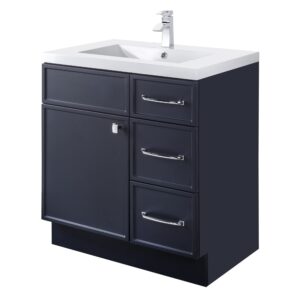 Cutler Kitchen and Bath Manhattan 30" Wood/Marble Bathroom Vanity - White