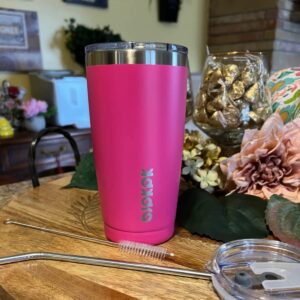 BJPKPK 20 oz Insulated Tumblers With Lid And Straw Travel Coffee Mug Tumbler Cup,Pink