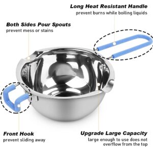 680M Double Boiler Pot Set,0.7QT Chocolate Melting Pot and 1600ML/1.7QT Stainless Steel Pot,Insert Melting Pot with Heat Resistant Handle for Chocolate,Butter,Candle,Candy and Soap