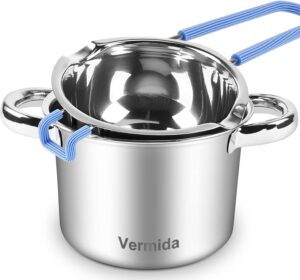 680m double boiler pot set,0.7qt chocolate melting pot and 1600ml/1.7qt stainless steel pot,insert melting pot with heat resistant handle for chocolate,butter,candle,candy and soap