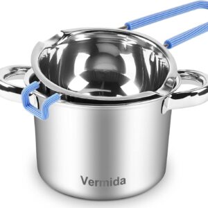 680M Double Boiler Pot Set,0.7QT Chocolate Melting Pot and 1600ML/1.7QT Stainless Steel Pot,Insert Melting Pot with Heat Resistant Handle for Chocolate,Butter,Candle,Candy and Soap