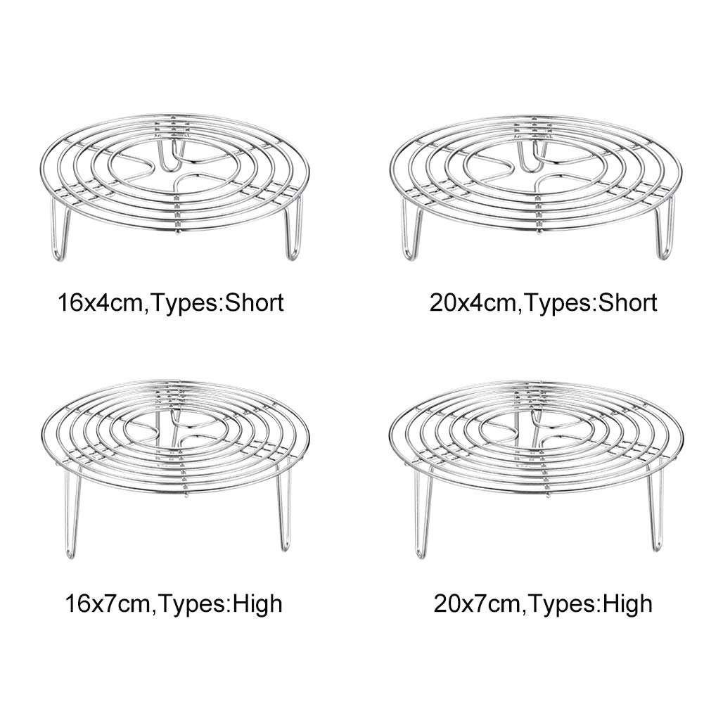 Round Steamer Rack and Cooling Rack,Stainless Steel Pot Trivet, Wire Steamer Kettle Rack Holder, Fit For Pots Cookware Pressure Cooker Pans Up, 8-Inches (size:16x4cm)