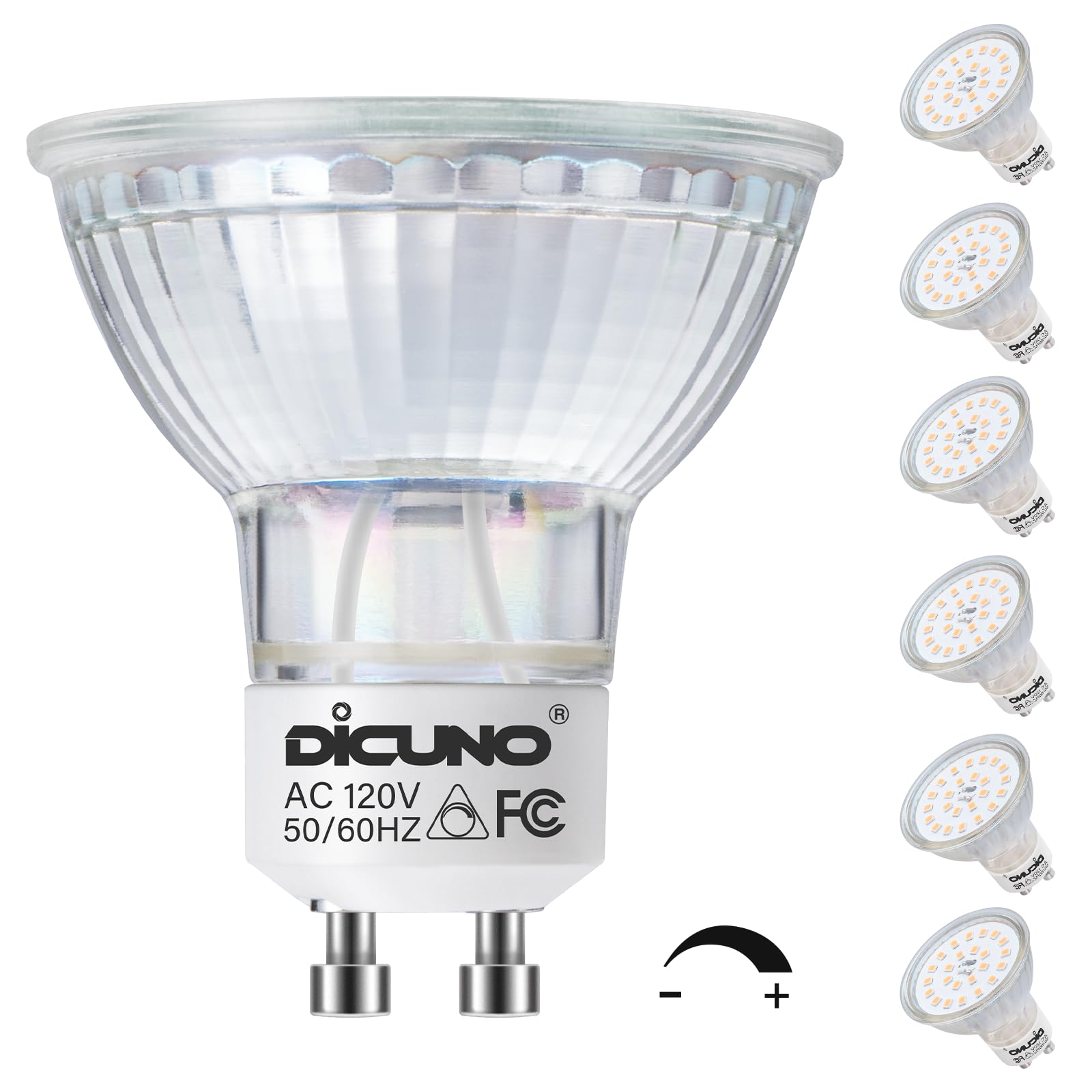 DiCUNO GU10 LED Bulb Dimmable, Warm White 2700K, 60W Equivalent, High Brightness 700LM, MR16 GU10 LED Bulb for Track Lighting, 6W Light Bulb with 120° Beam for Kitchen, Range Hood, Pack of 6