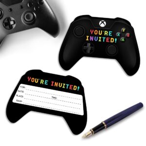 Simimi art 30 Video Game Birthday Party Invitations with Envelopes - Video Game invitation card - ​Fill-in Invitations