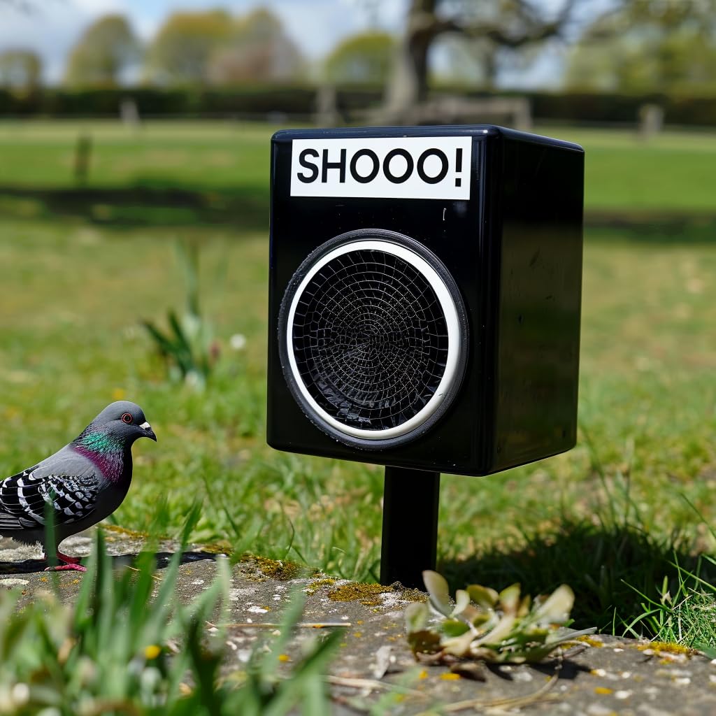 Acoustic Bird Scarer. Pigeons, Seagulls, Starlings and Woodpecker Repellent. Raptor and Bird Distress Audio Call Deterrent. Battery Operated Repeller for Outside