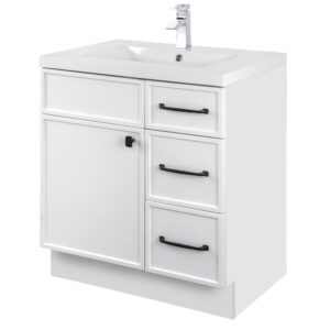 Cutler Kitchen and Bath Manhattan 30" Wood/Marble Bathroom Vanity - White