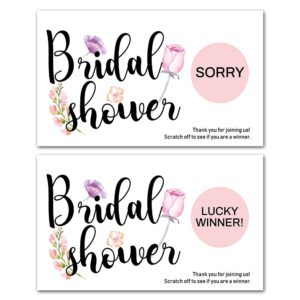 50 bridal shower scratch off game cards, bride shower party activity games, wedding shower ideas, mini size 2x3.5 inches, bachelorette party scratch off cards tickets