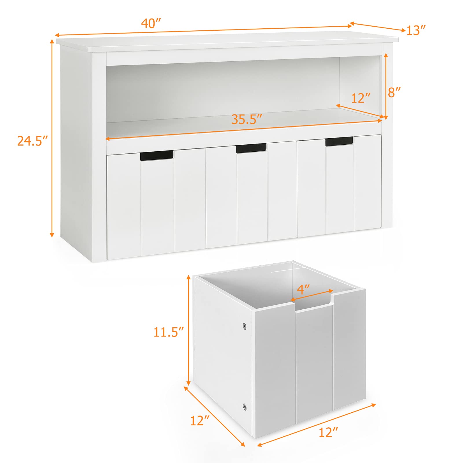 Costzon Toy Storage Organizer, Wooden Toy Bin Chest with 3 Removable Drawers, Rolling Wheels, Large Open Shelf, Toddler Bookshelf for Nursery, Playroom, Kindergarten, Living Room (White)