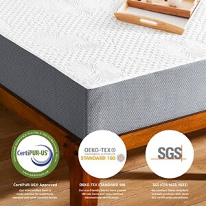 Olee Sleep 6 Inch Ventilated Gel Infused Memory Foam Mattress, CertiPUR-US® Certified, Gray,Twin