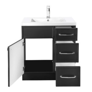 Cutler Kitchen and Bath Manhattan 30" Wood/Marble Bathroom Vanity - White