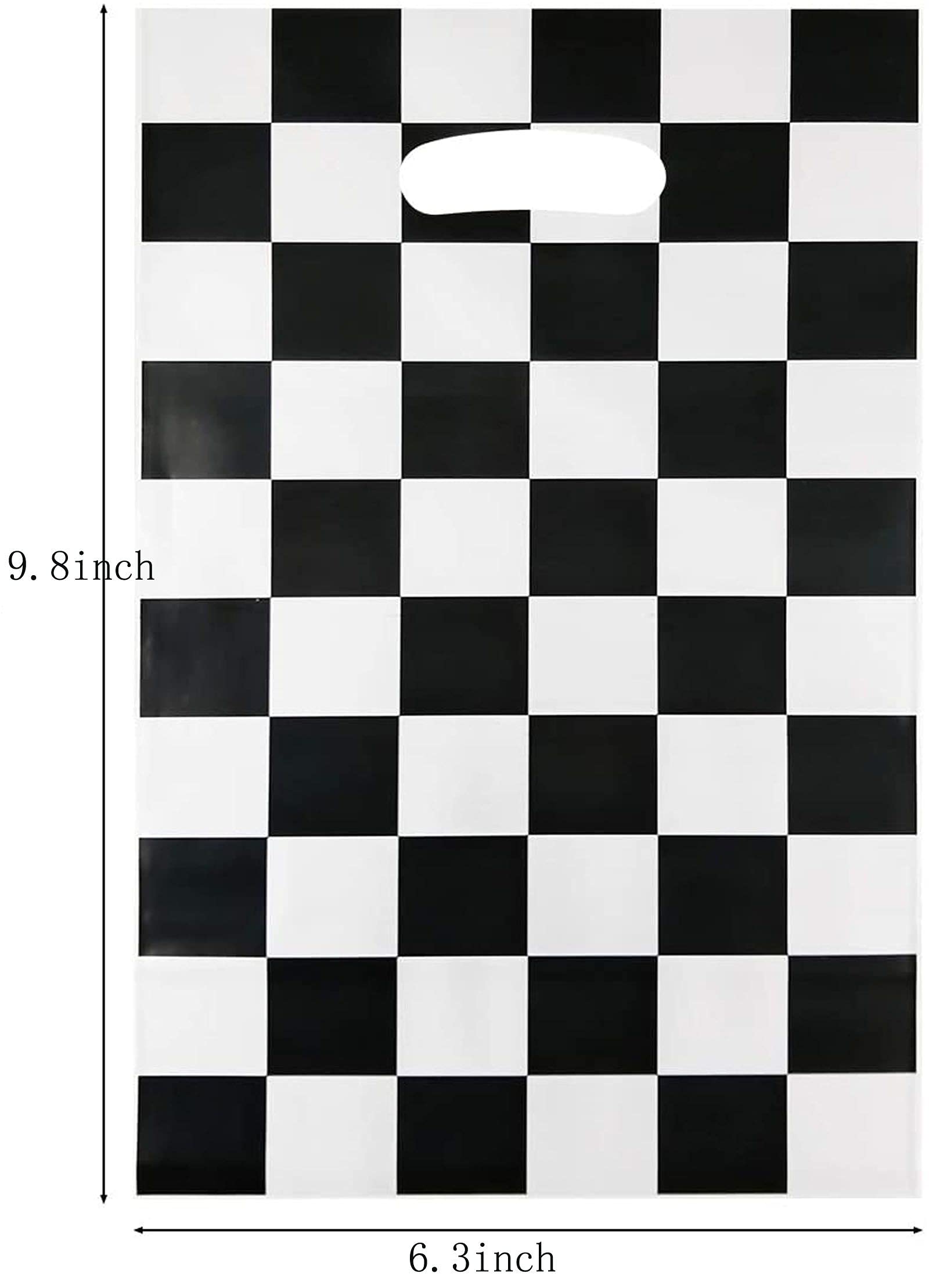 LYT 30 PCS Black and White Checkered Racecar Gift Bags Birthday Party Supplies for Kids Race Car Theme Party Gift Bags