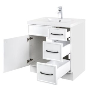 Cutler Kitchen and Bath Manhattan 30" Wood/Marble Bathroom Vanity - White