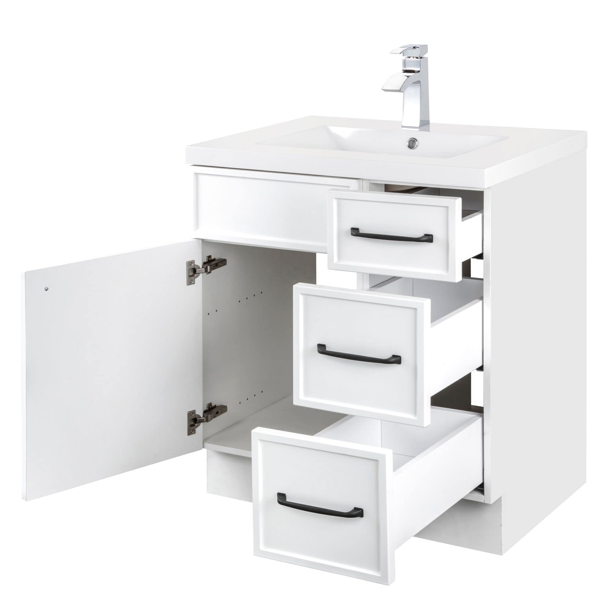 Cutler Kitchen and Bath Manhattan 30" Wood/Marble Bathroom Vanity - White