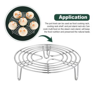 Round Steamer Rack and Cooling Rack,Stainless Steel Pot Trivet, Wire Steamer Kettle Rack Holder, Fit For Pots Cookware Pressure Cooker Pans Up, 8-Inches (size:16x4cm)