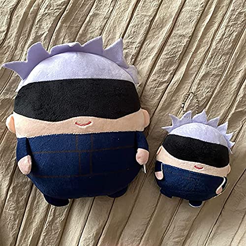 LINKOM Anime Plush Doll Figures Gojo Satoru Yuji Itadori Soft Plushie Stuffed Toys Keychain Round Cushion Pillow Cosplay Props Keyring (22cm/8.66inch, Gojo Satoru A)