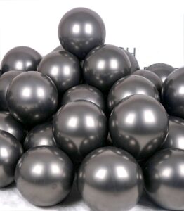 aule black metallic balloons 12 inch 50 pcs black latex balloons chrome helium shiny thicken balloon perfect party decoration for happy birthday bridal shower graduation