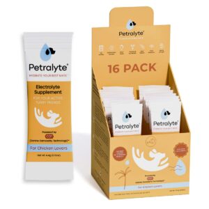 petralyte dog electrolytes and joint supplement | glucosamine, chondroitin & msm for inflammation and mobility support | electrolytes for dogs with prebiotics | for chicken lovers | 16 packets