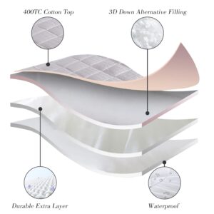 Mattress Pad Cover Full Size Cooling Mattress Topper Pillow Top Cotton Upper Layer with Polyester Fill Quilted Fitted Mattress Protector 8"-21" Deep Pocket White