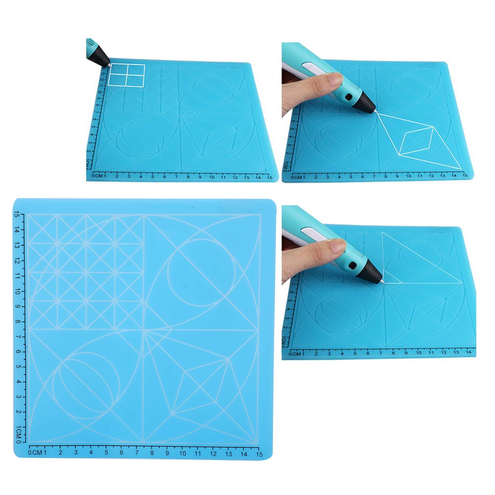 YILUFA 3D Printing Pen Silicone Pad Blue Copy Board Soft Mat Drawing Tool with Finger Caps,Material Silicone,Blue 170mm / 6.7in,